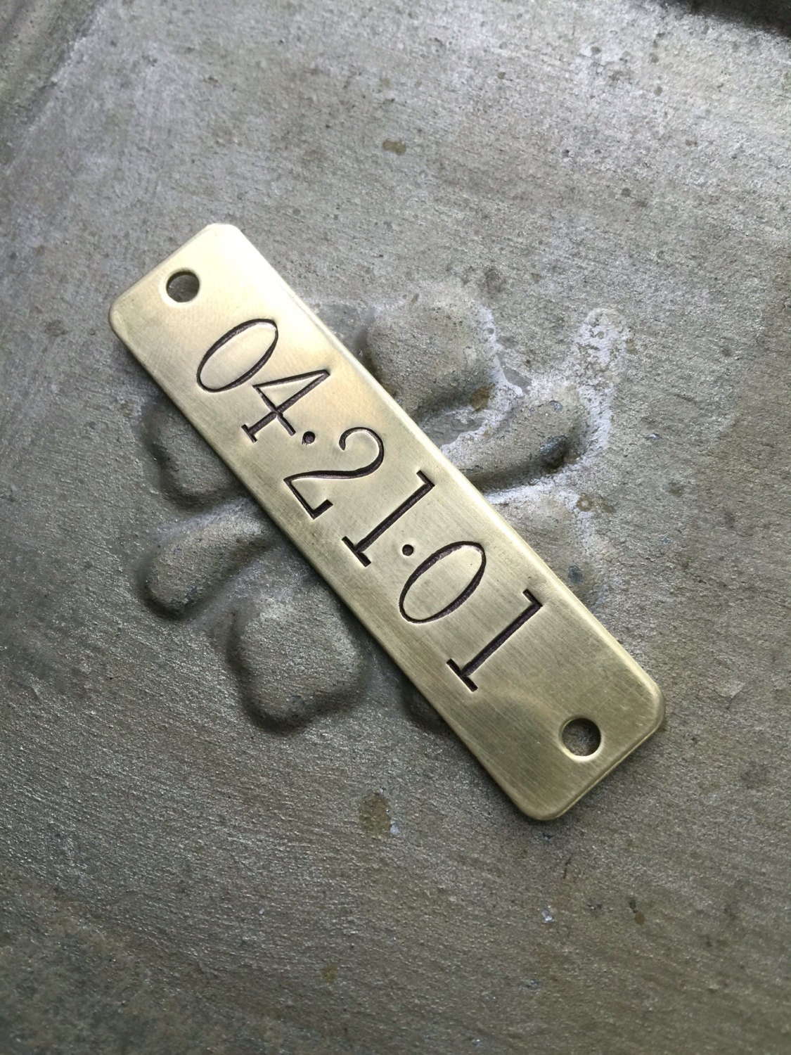 Custom hand punched brass date tag hand stamped anniversary