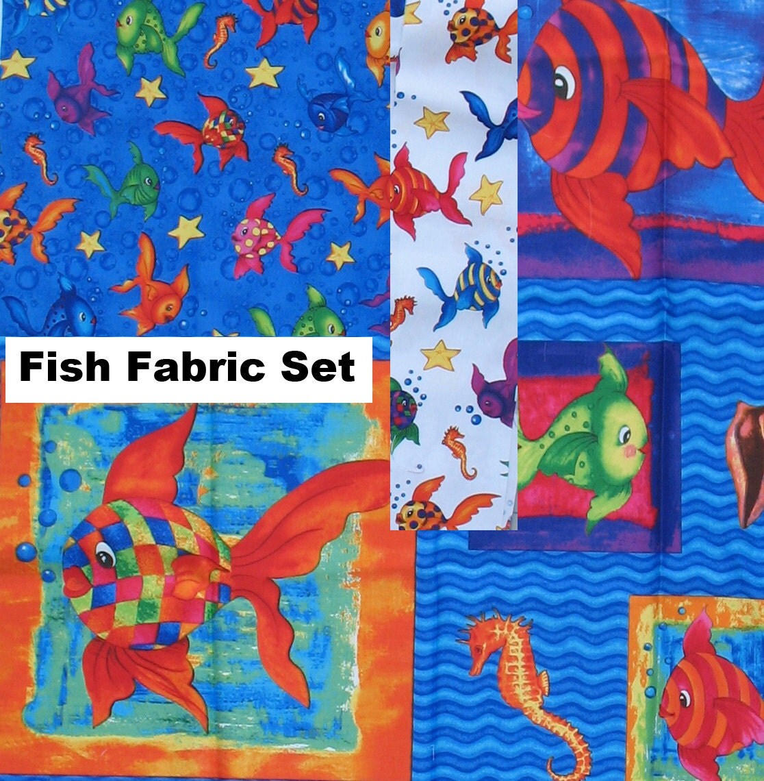 1 5/8 yd Fish Fabric Cute Fish Quilt Fabrics