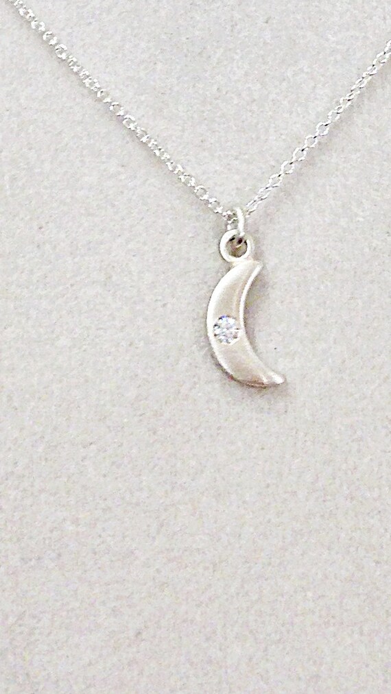 Sterling Silver Moon Necklace with Flush by CopperfoxGemsJewelry