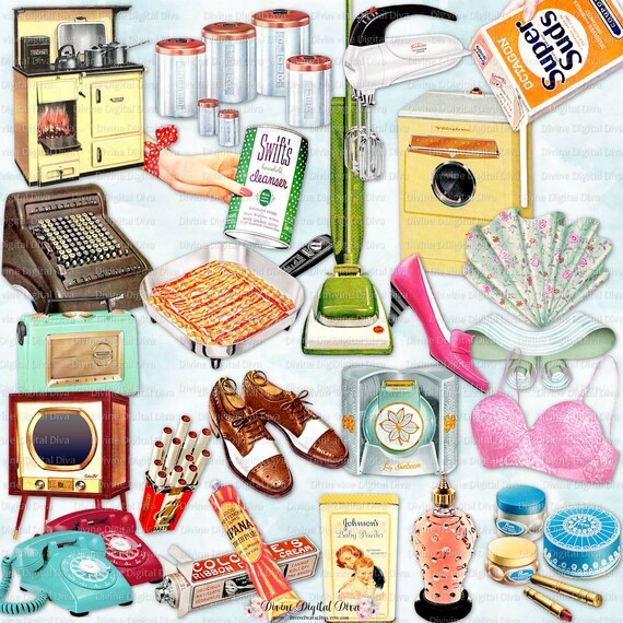 Retro Products Vintage 50s Cosmetics Lingerie Appliances