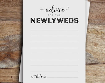 Advice Cards for Newlyweds Wedding Advice Cards Printable