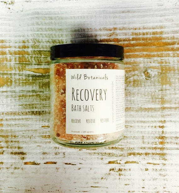 Recovery Bath Salts All Natural Aromatherapy 9 oz Jar Pink