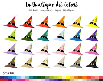 Witches Hats. Watercolor Halloween clipart handpainted