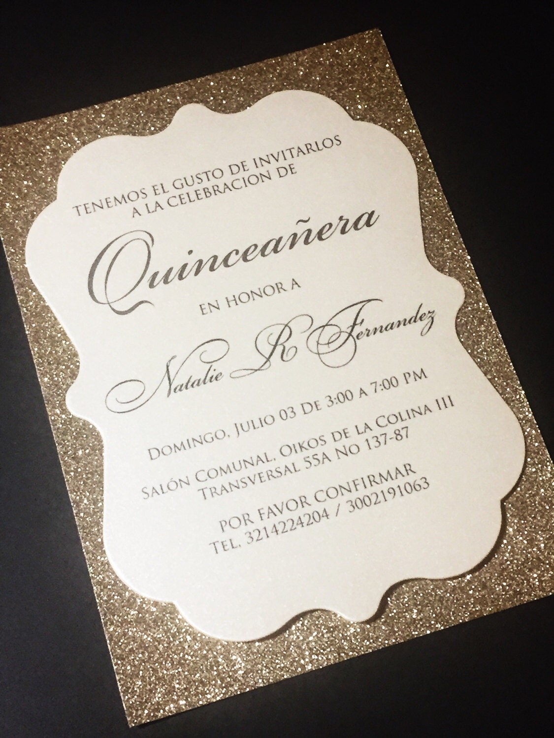 Quincea era Invitation Sweet 16 Invitation Glitter