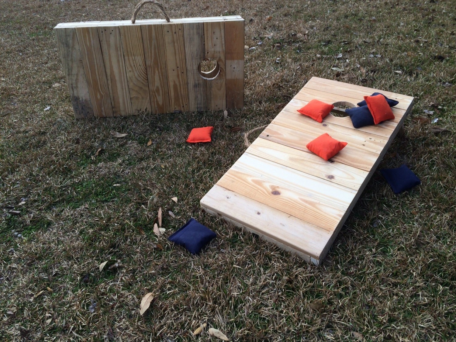 Rustic 2/3 Scale Cornhole Boards made from pallet wood