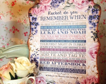 Beautiful Unique Personalised Memory Print Remember When