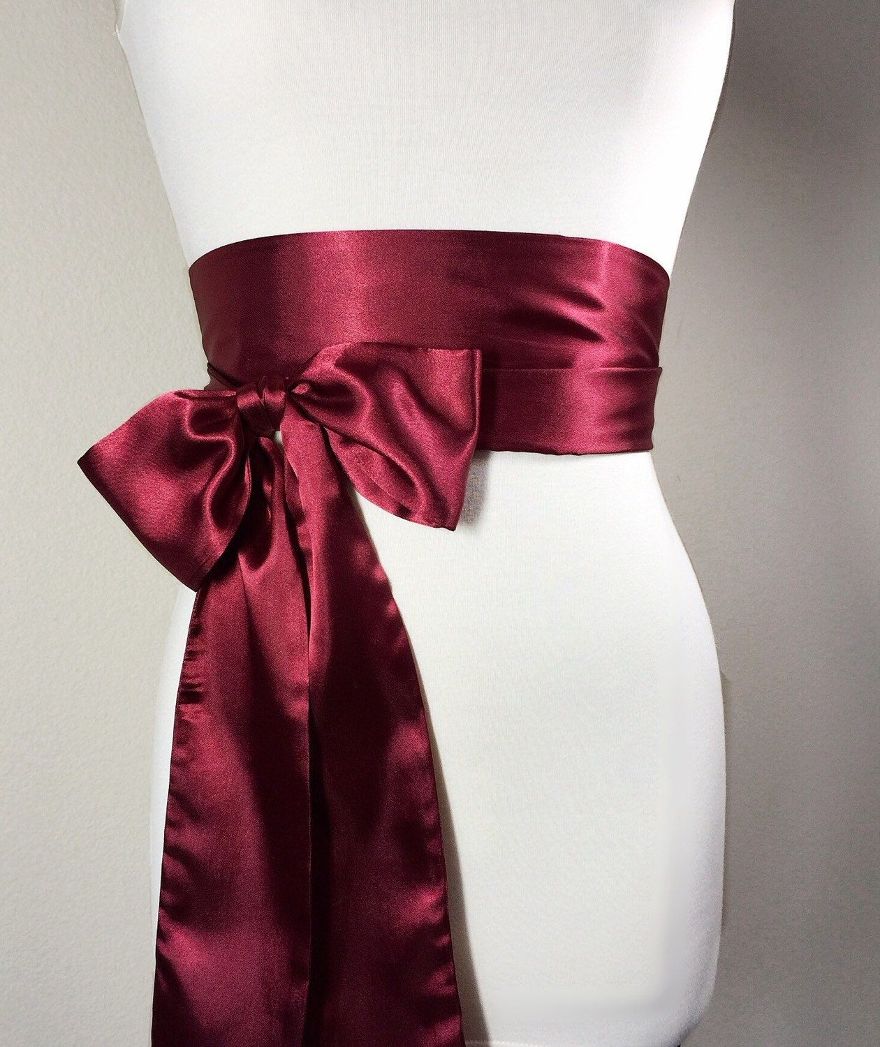 Burgundy Sash Burgundy Satin Sash Maroon Sash by SatinSwank