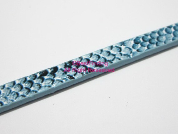 1meter 5x2mm Light blue snake leather cord 5mm Flat by BestFinding