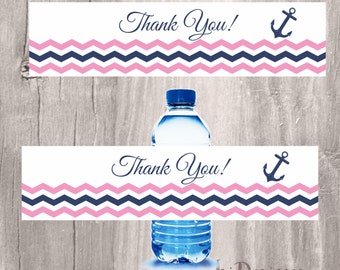 Instant Download Pink Nautical Bottle Labels Printable