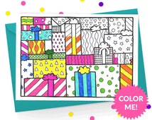 Unique birthday coloring related items | Etsy