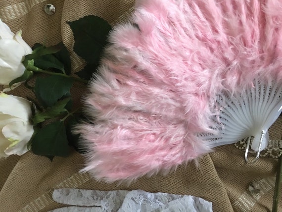 Pink Feather Hand Held Fan Wedding Fan Spanish Costume