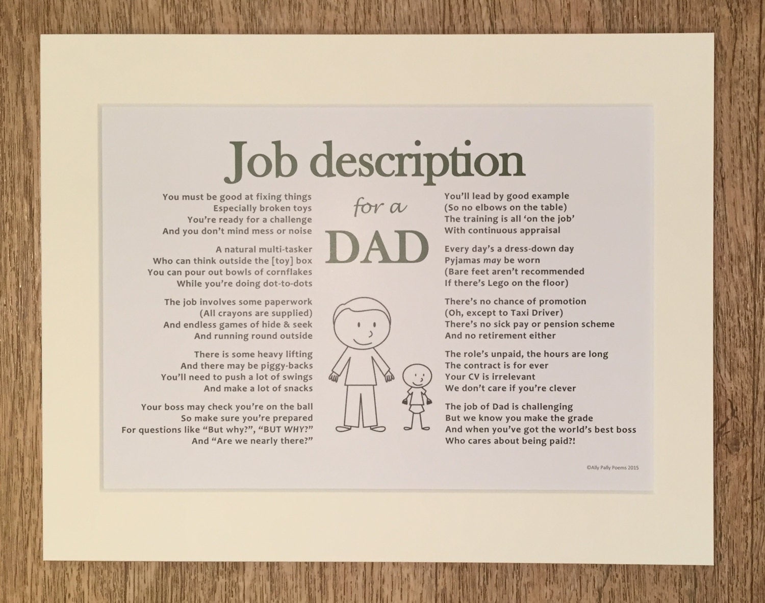 Dad's job description poem print poem for Dad or step dad