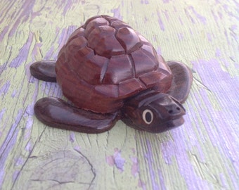 Carved wood turtle | Etsy