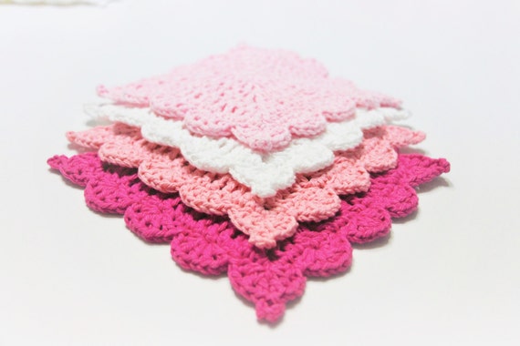 Crochet Dishcloth Pink Crochet Washcloths by CraftCreationsbyRose