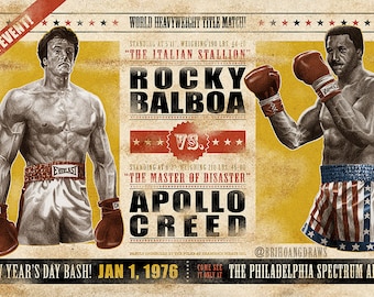 Sylvester Stallone Rocky Balboa Rocky Apollo art print 12x16