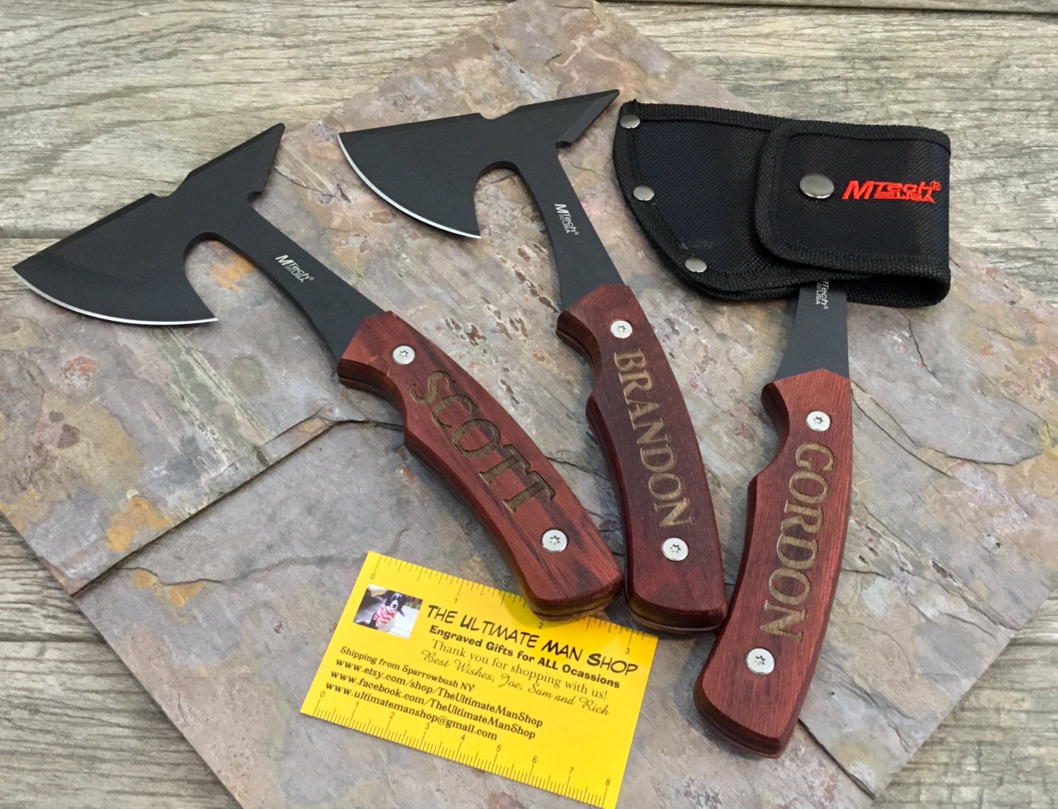 Engraved Mini Hatchet Axe and Sheath Cool mens gift Great