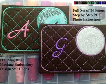 ITH Diamond Quilted Mug Rug Design In The Hoop Embroidery