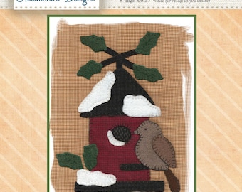 Winter Cardinal Wool Applique Pattern Download by Diane Knott
