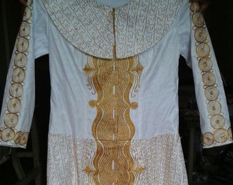 Beautiful Grey Clergy Robe with purple embroidery crosses