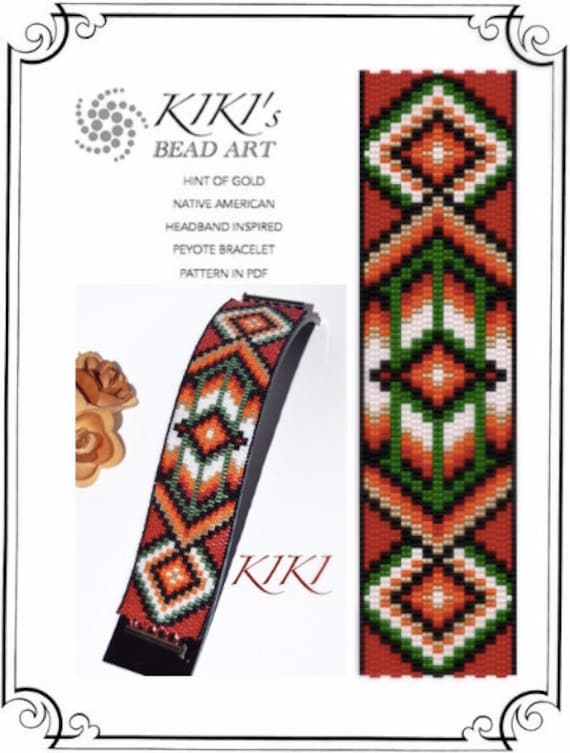 Pattern peyote bracelet Native American headband inspired