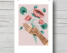Unique lotus flower print related items | Etsy