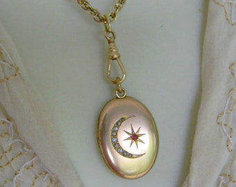 Gold locket necklace | Etsy