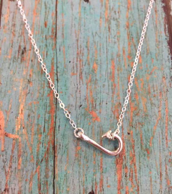 Fish Hook Necklace Hook Necklace Sterling by RoseWaterDesigns