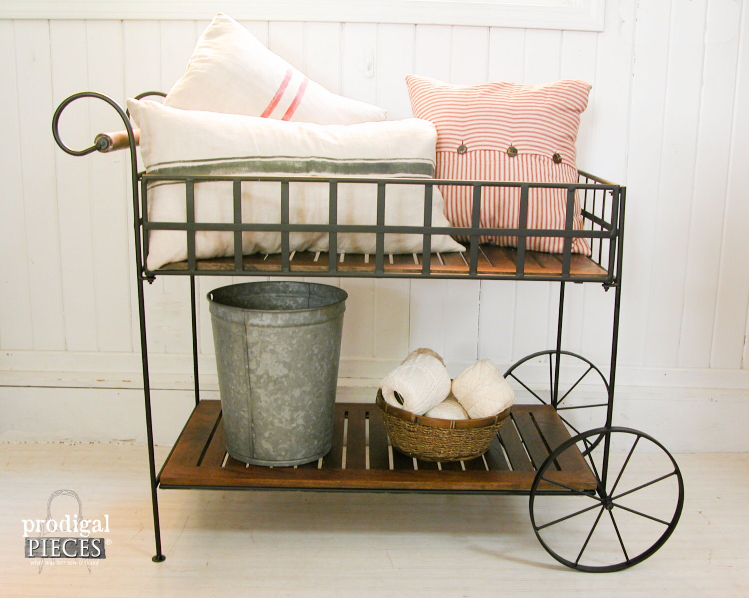Vintage Farmhouse Teak Serving Cart ~ Rustic Farmhouse Chic ~ French ...