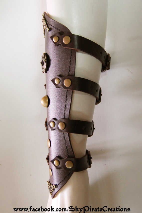 Steampunk Cage Bracer Leather by SkyPirateCreations on Etsy
