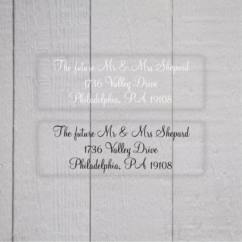 Wedding Invitation Return Address Labels Clear Transparent