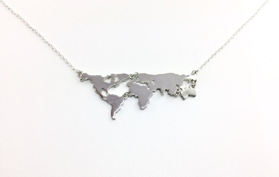 World Map Necklace Global Necklace Earth Jewelry World
