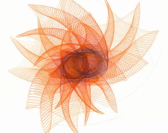 Orange modern art | Etsy