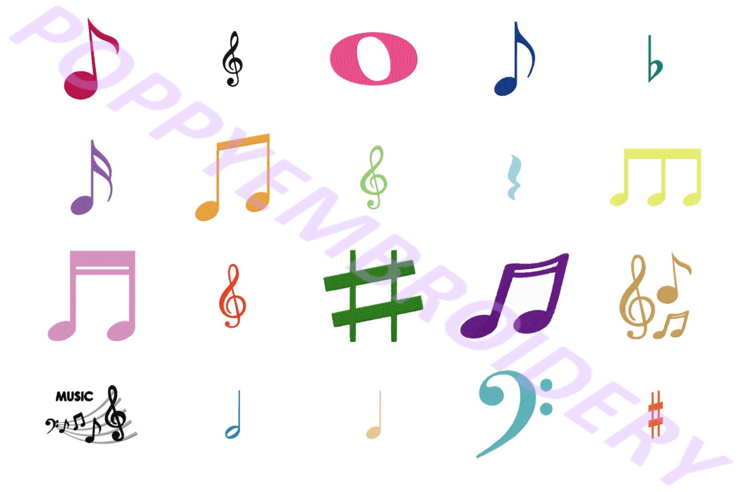 MUSIC NOTE symbol Design for Embroidery machine/ note musique