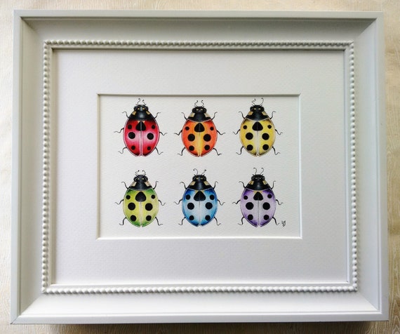 Colorful Ladybug Art Print Rainbow Ladybug Illustration