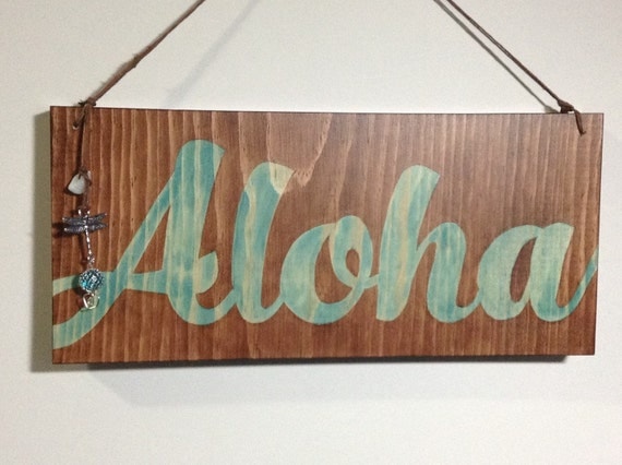 Stained Wood Aloha Signs by MakaiArtStudio on Etsy