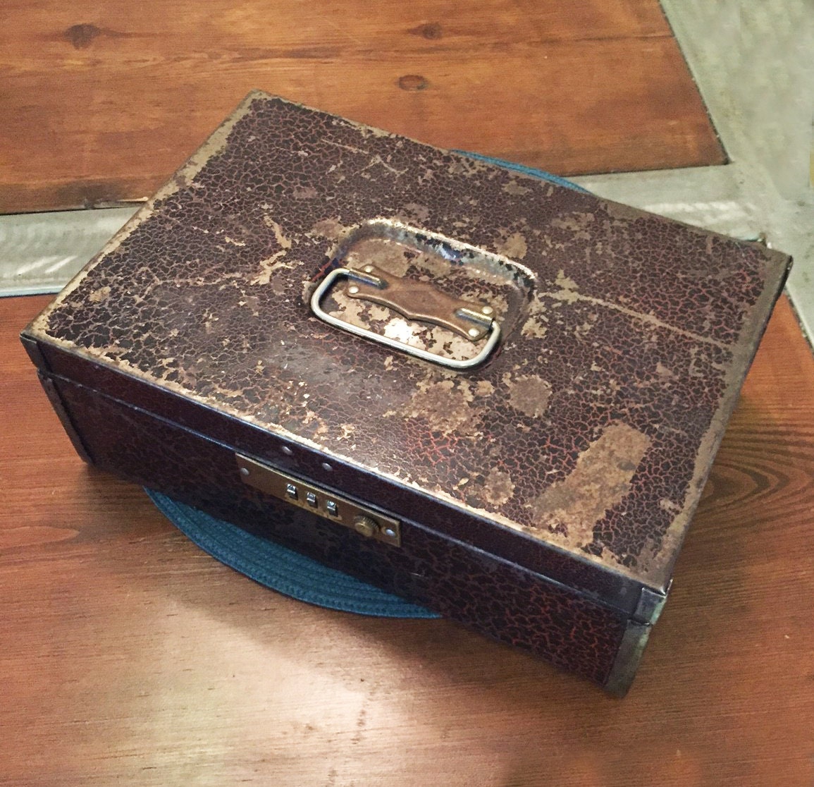 Vintage Metal Lockbox Antique Sesamee Combo Lock Box