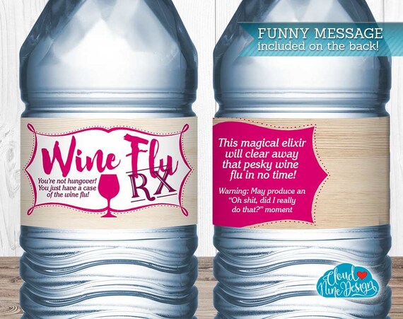 Funny Water Bottle Labels Instant Download Wine Flu