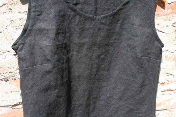 Linen Tank Top / Handmade Linen Tank Top / Charcoal Gray