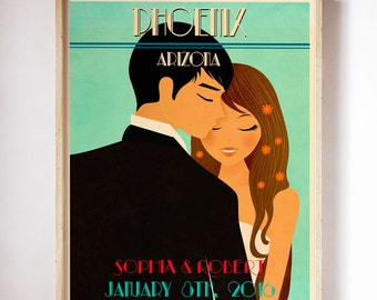 Personalized Vintage Wedding Poster Retro Wedding Poster Retro