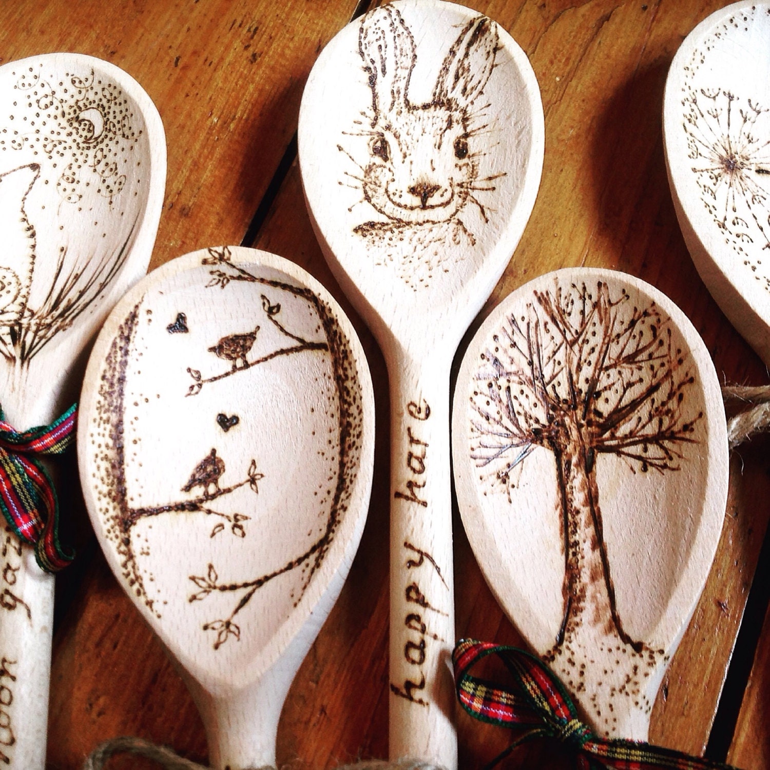 Pyrography wooden spoon personalised gift add a name pagan