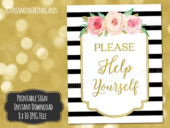Printable Please Help Yourself Sign 8x10 Buffet Table Bar
