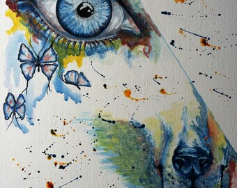 Abstract dog art | Etsy