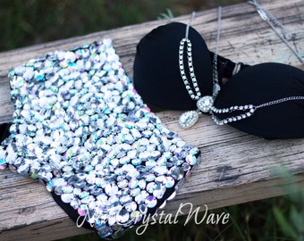 Rhinestone swimsuit | Etsy