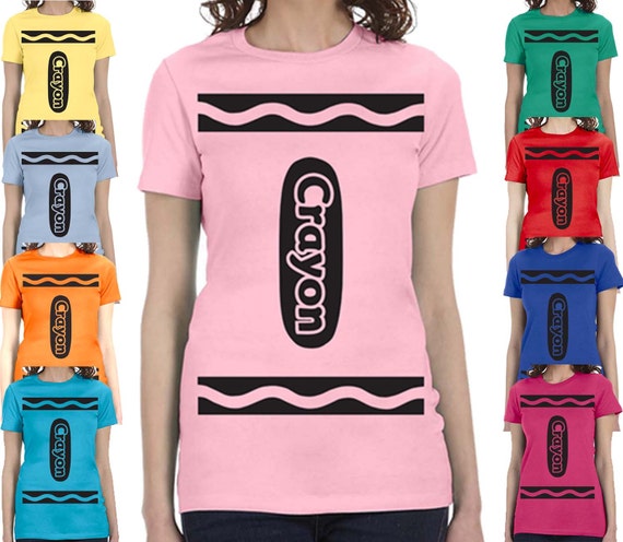 Ladies Crayon T-shirts Many Crayon Colors Halloween Costume