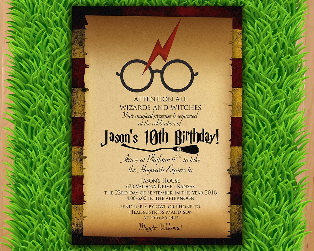 Harry Potter Invitation Magical Birthday Invitation Party