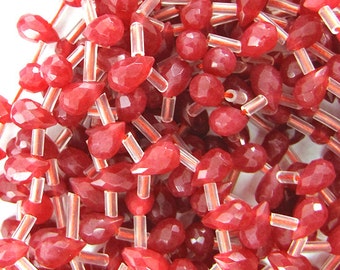 10mm faceted ruby red jade round beads inlaid with by EagleBeadz