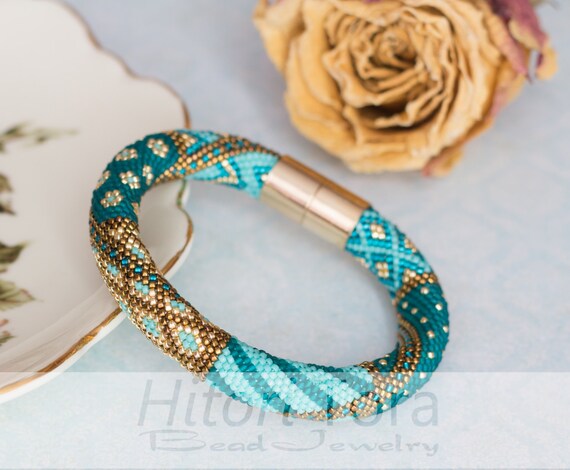 PDF pattern for crochet bracelet Seed bead crochet rope