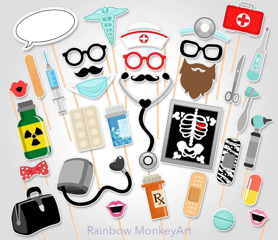 Doctor Party Printable Photo Booth Props Nurse Photo Booth