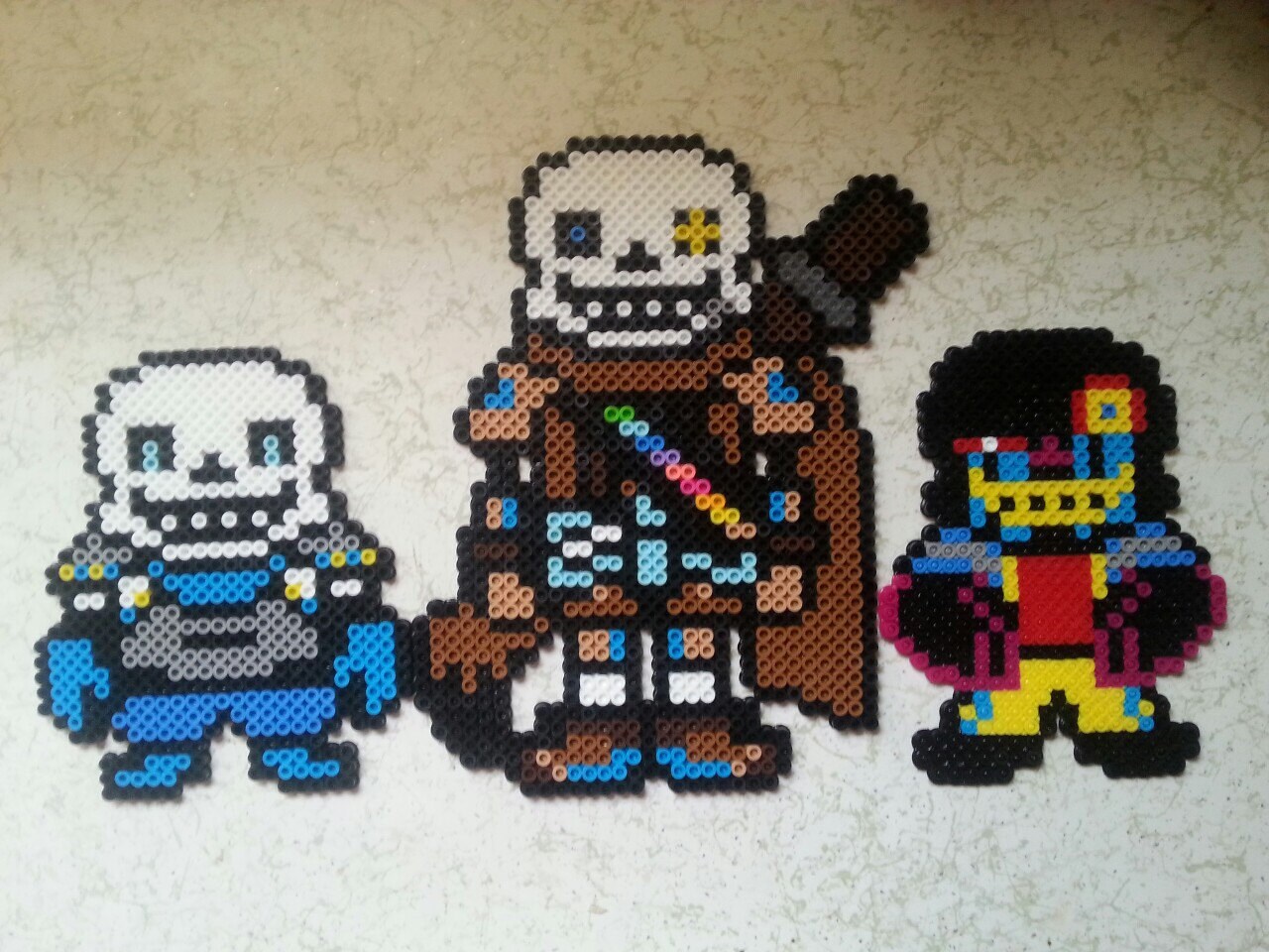 Sans and Papyrus Custom Perler Bead Sprites AU's by FabFurStudios