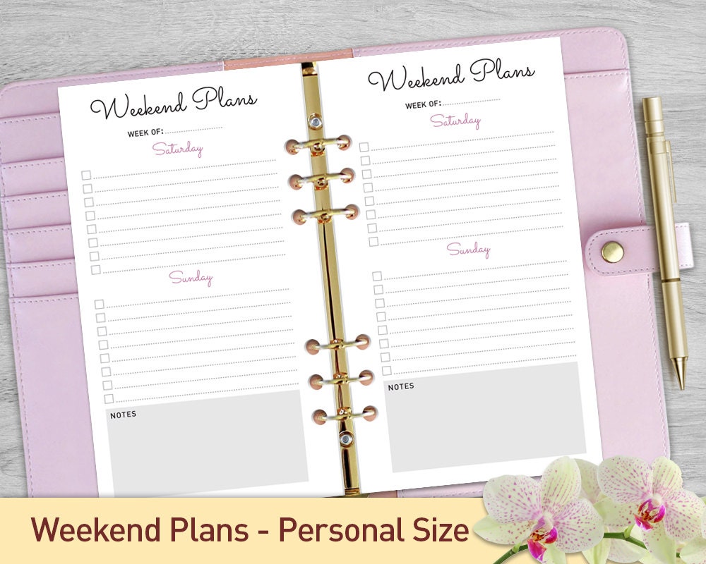 Weekend Planner Printable Personal Size Weekly Planner